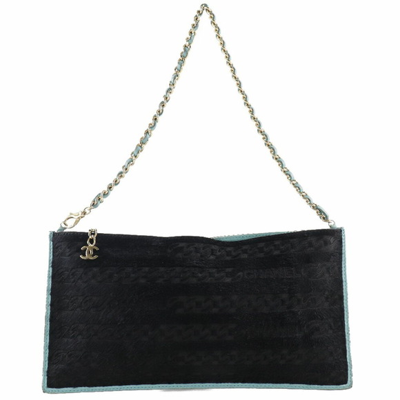 CHANEL | Bags | Chanel Chain Bag Pattern Logo Harako Black Ladies Pouch ...